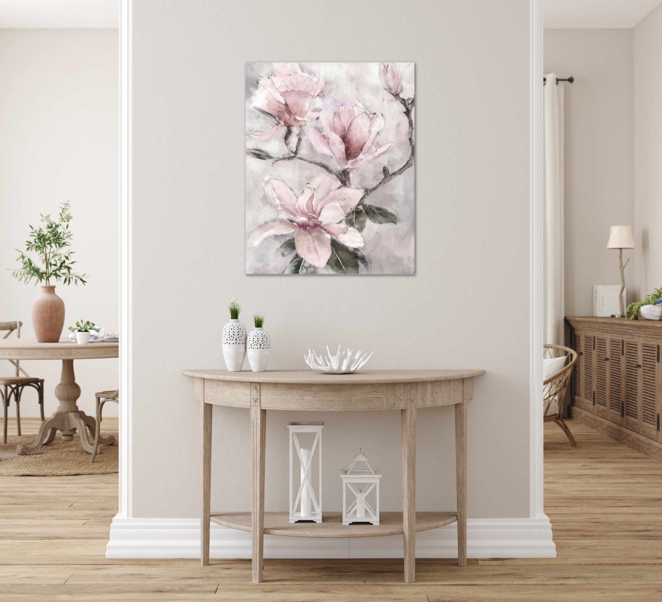 Flower Paint by Number Kit for Adults Pink Magnolia Flowers Paint by ...