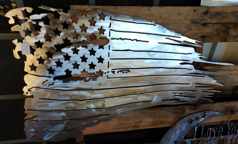 Tattered Metal American Flag - Etsy