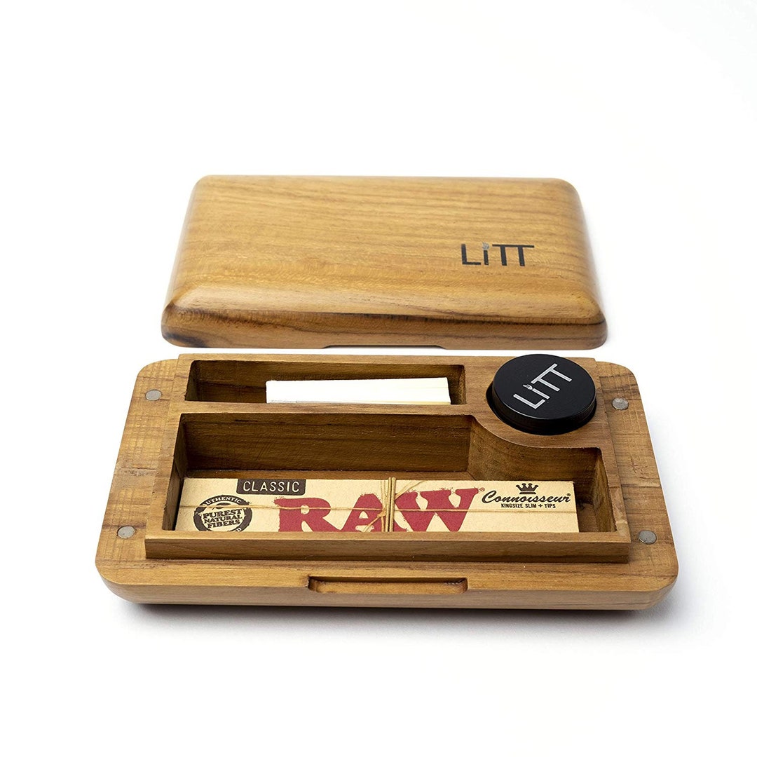 Litt Premium Quality Wooden Stash Box With 3 Compartments - Portable ...