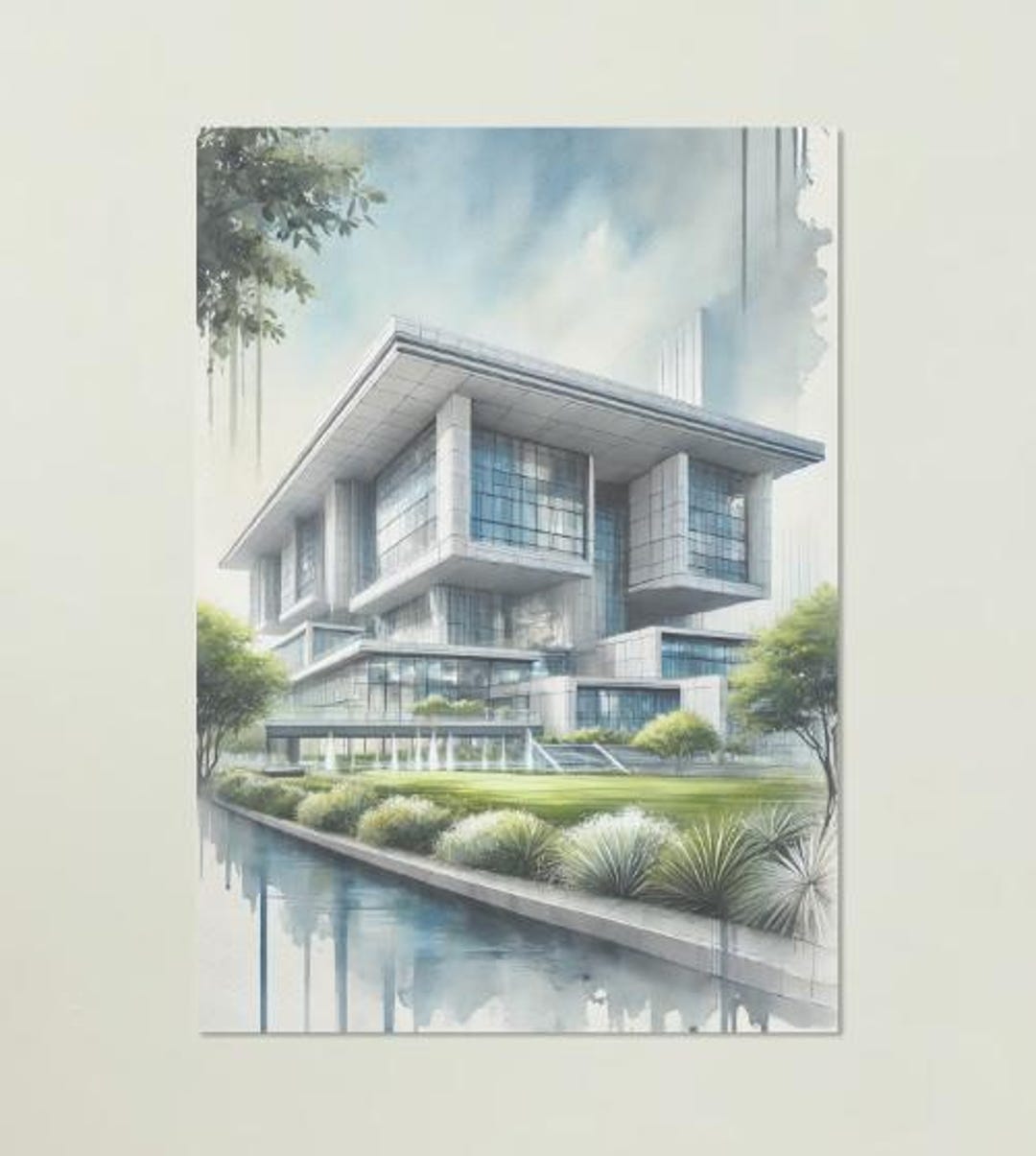 Poster -architecture Residential Building Watercolor - Digital Download ...