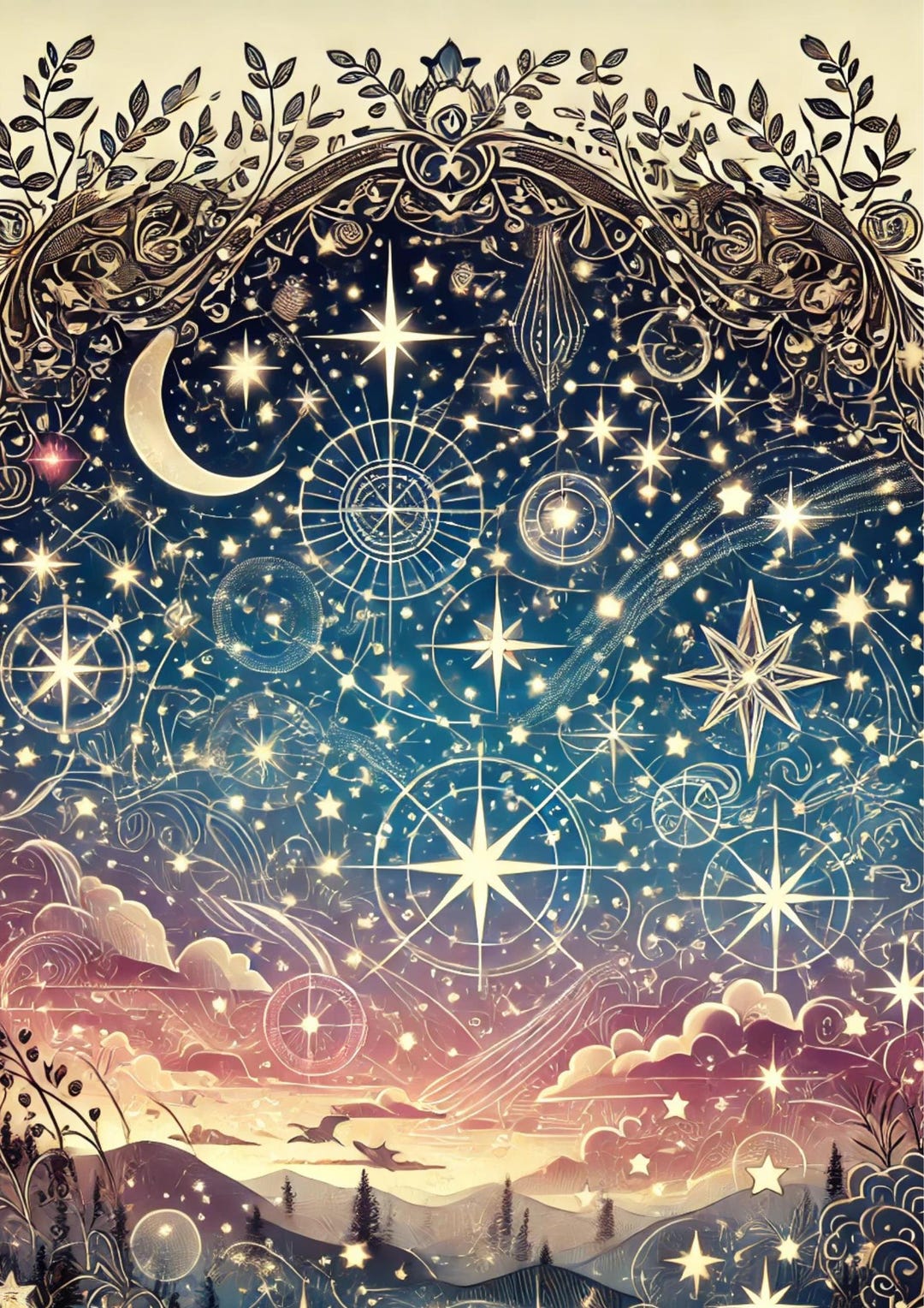 Print Template Poster Hidden Object Starry Sky, Hidden Object Picture ...