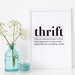Thrift Dictionary Definition Printable Wall Art - Etsy UK