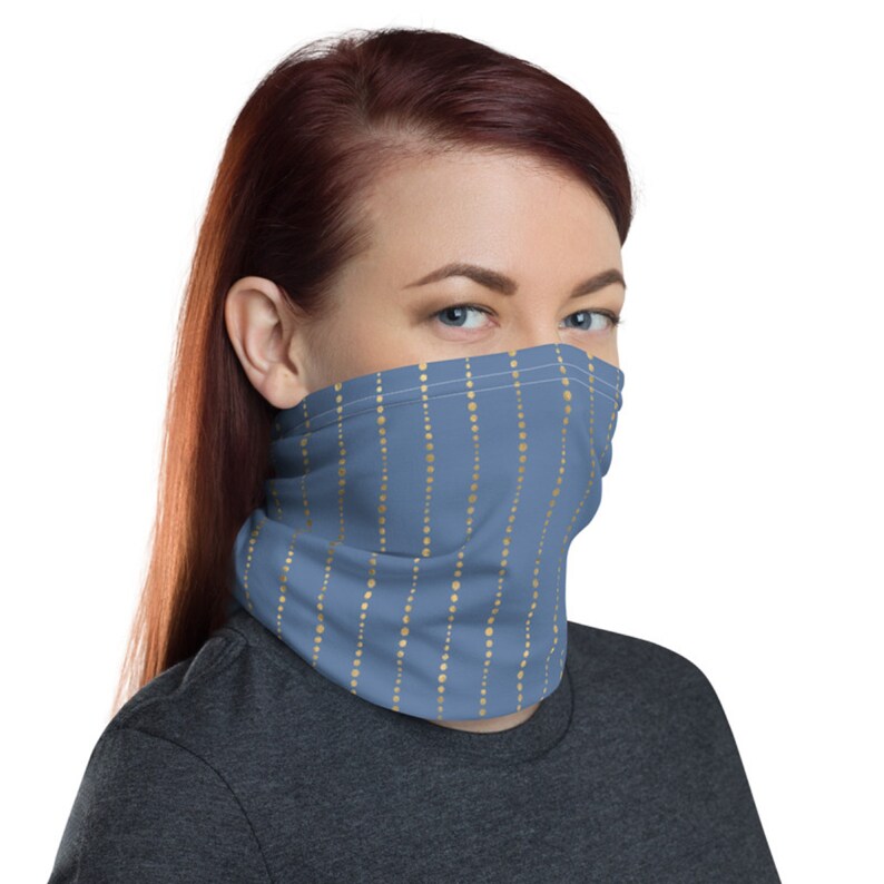Blue & Gold Pattern Neck Gaiter Cotton Polyester - Etsy