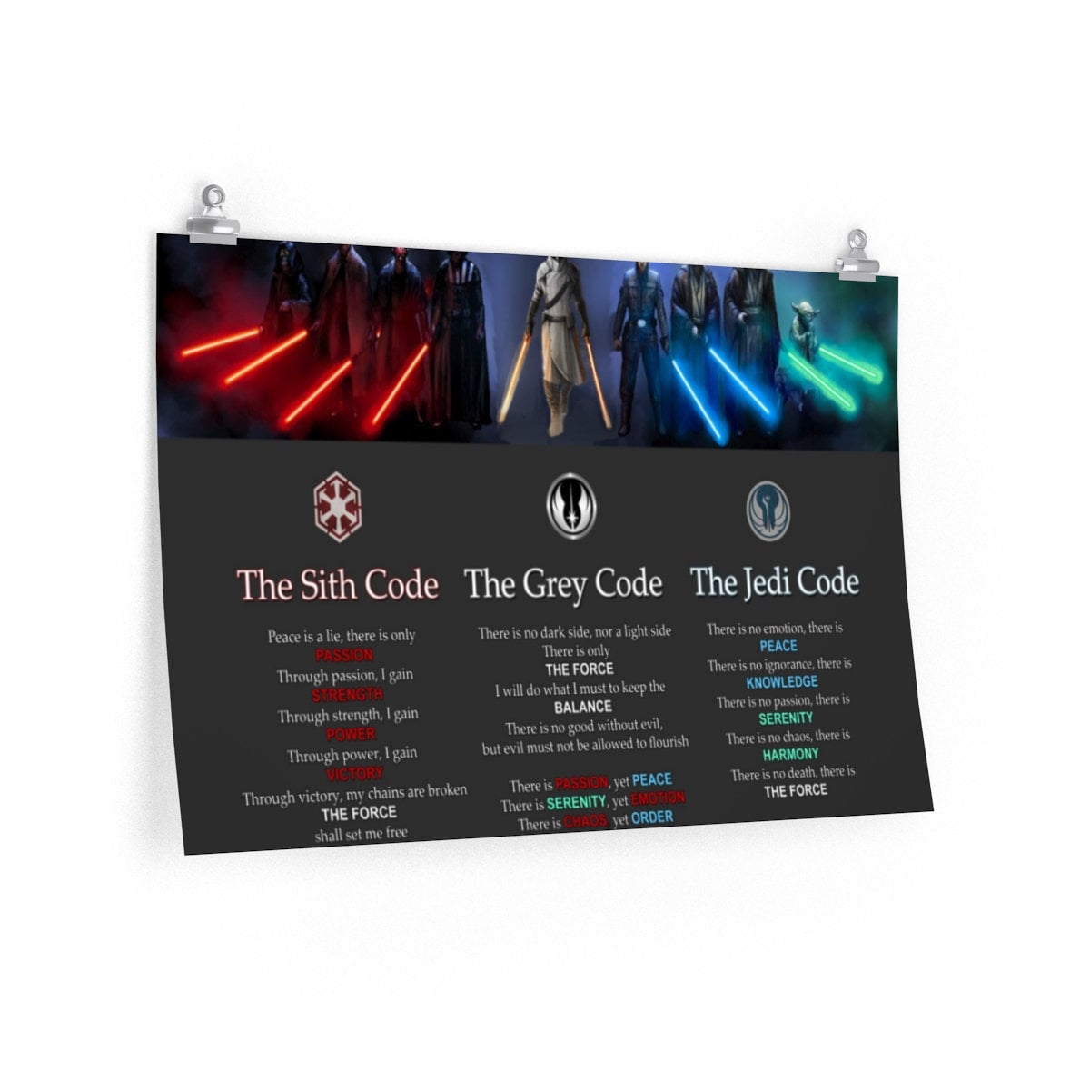 Star Wars Sith and Jedi Code Posters Star Wars Sith | Etsy