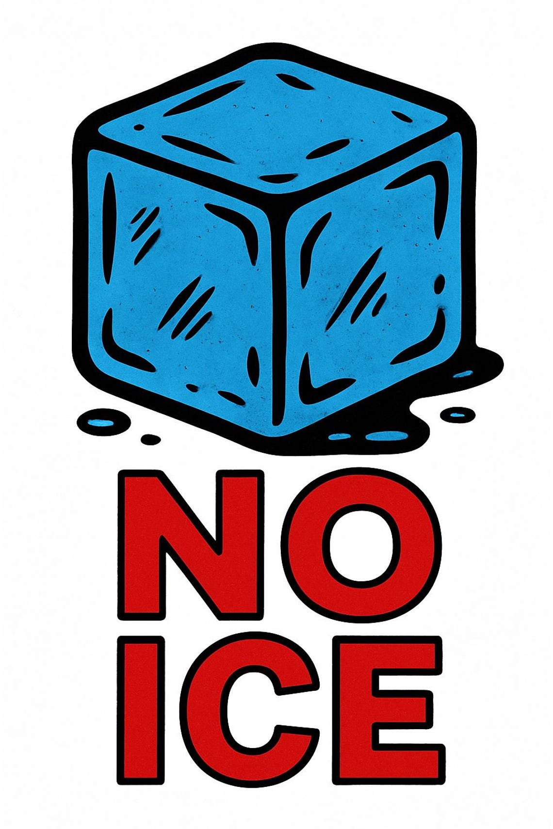 NO ICE Protest Sign: Melting Ice Cube Graphic - Activism & Resistance ...