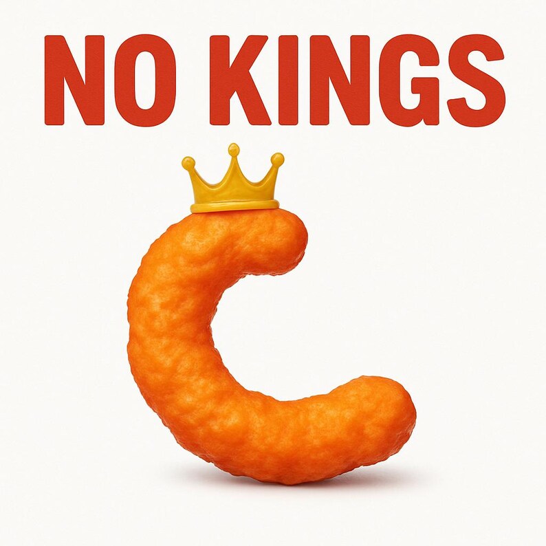 No Kings Protest Sign: Crowned Cheeto Anti-monarchy Art (digital ...