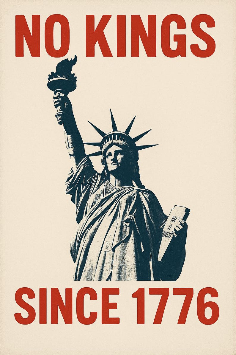 No Kings in America Protest Sign – Statue of Liberty Anti-trump Rally ...