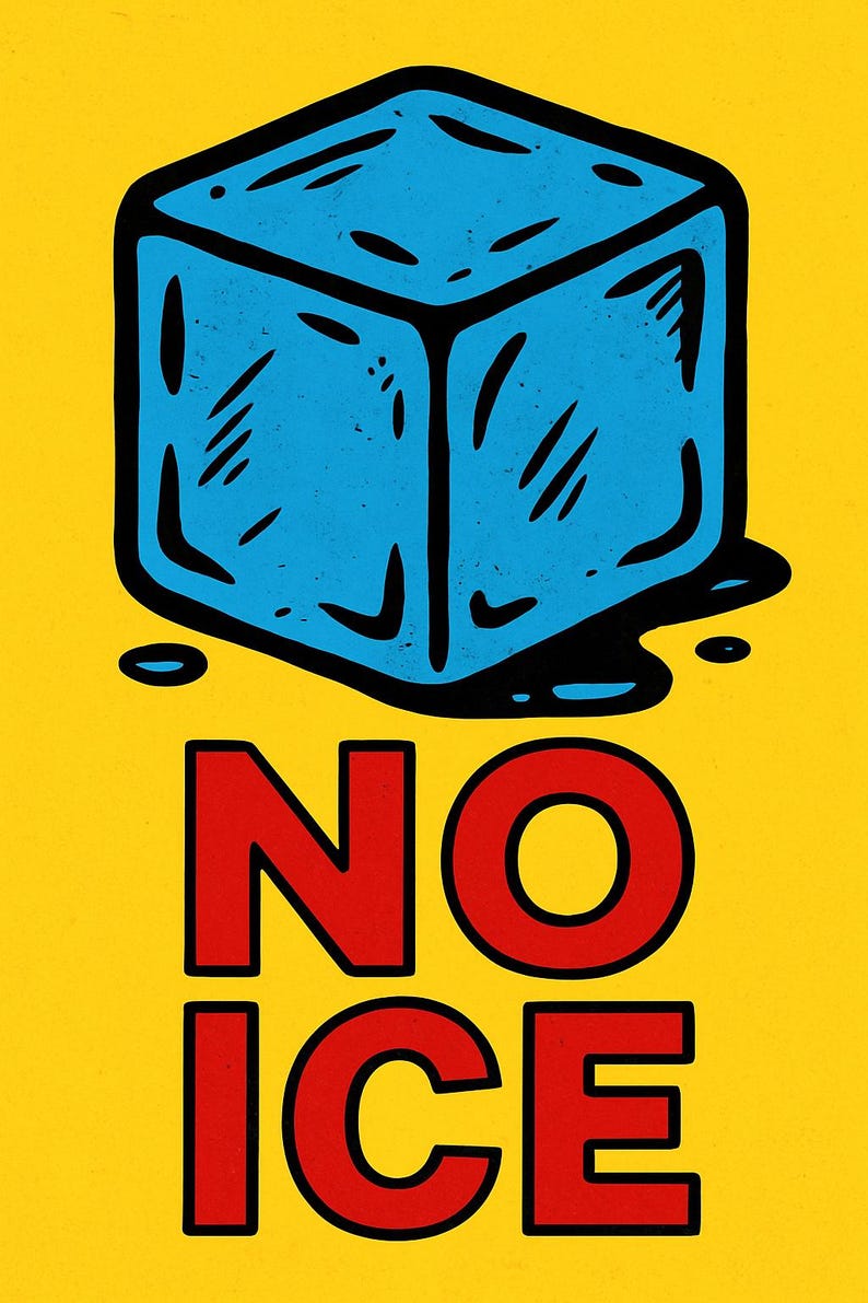 NO ICE Protest Sign: Melting Ice Cube Graphic - Activism & Resistance ...