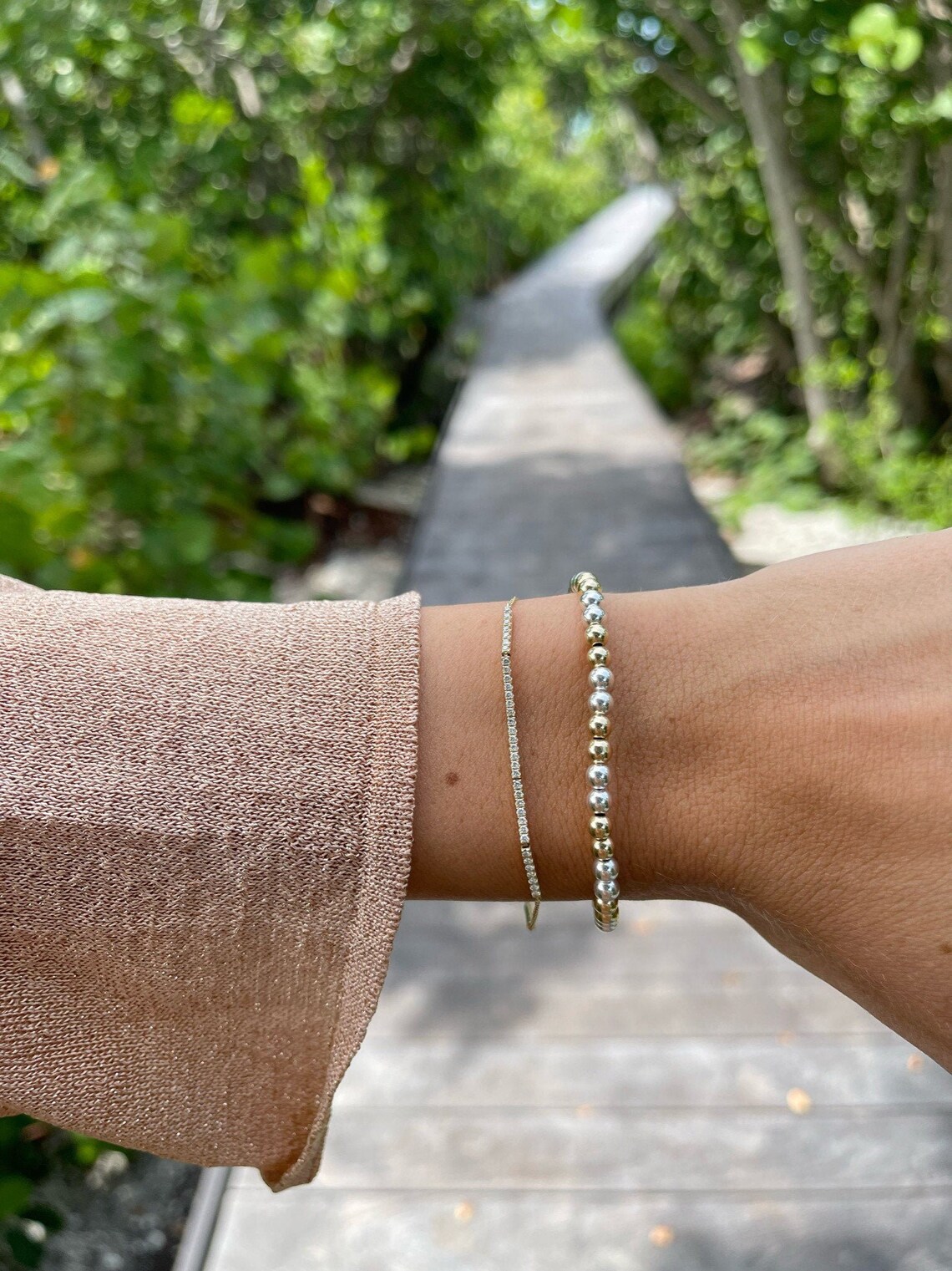 Gold and Silver Beaded Bracelet Alternating 14k Gold Fill and | Etsy