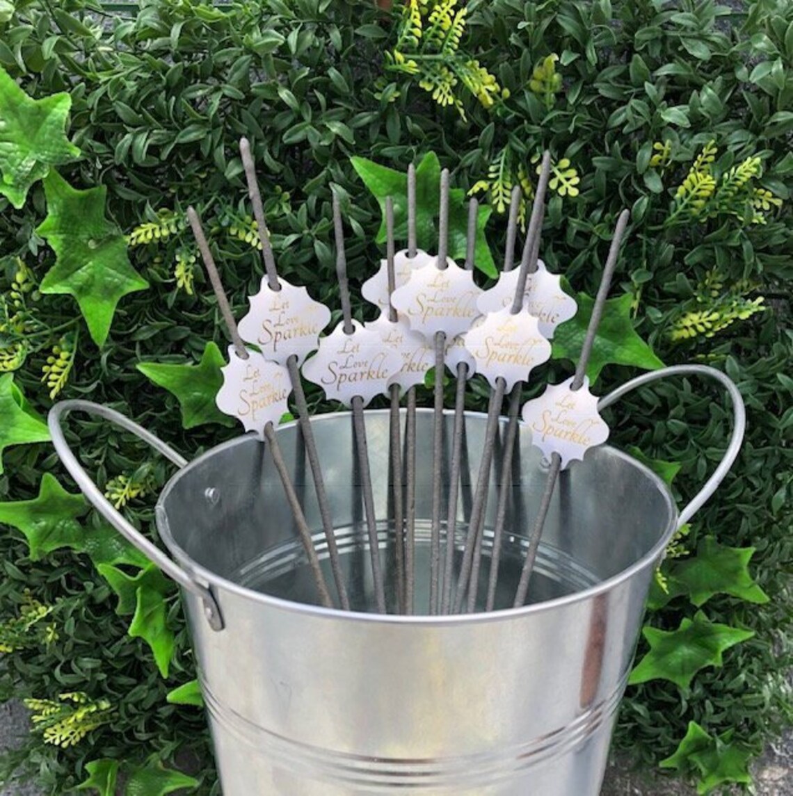 Set of 2 Decorative Wedding Bucket and 48 Sparkler Tags - Etsy