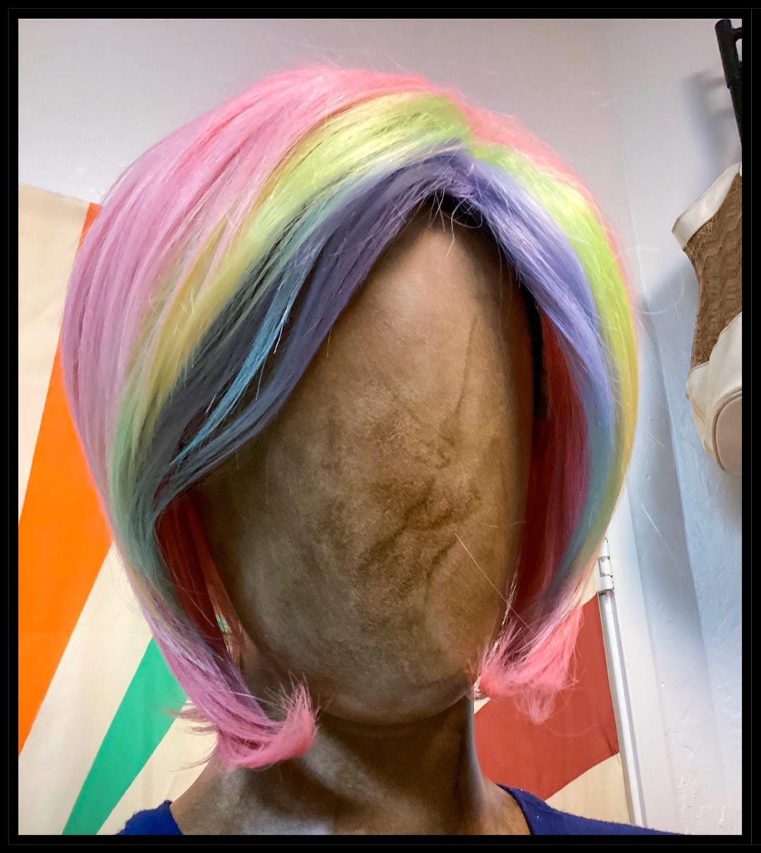 Short Rainbow Wig Pastel Bob Pink Green Blue Colorful Mermaid Unicorn ...
