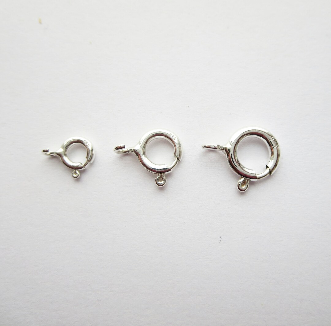 6 , 8 , 10 Mm Solid Sterling Silver 925 Round Spring Clasp With Open ...