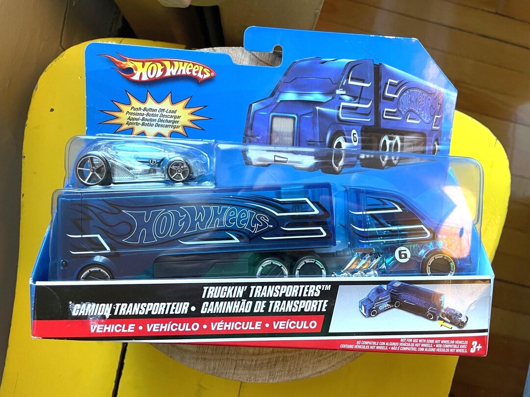 Unopened 2008 Mattel Hot Wheels Semi Tractor Trailer Blue Hauler Trukin ...