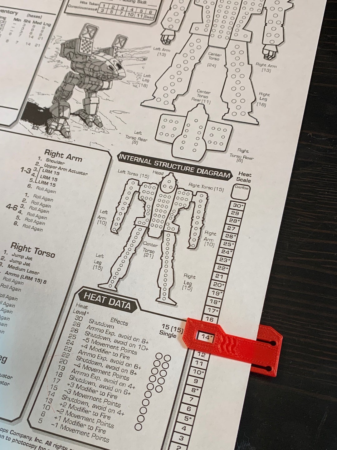 Battletech Heat Tracker Set for 5 Mechs - Monitor Your Heat on Your ...