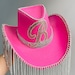 Hot Pink Rhinestone Fringe Cowboy Hat: Personalized Bachelorette Party ...