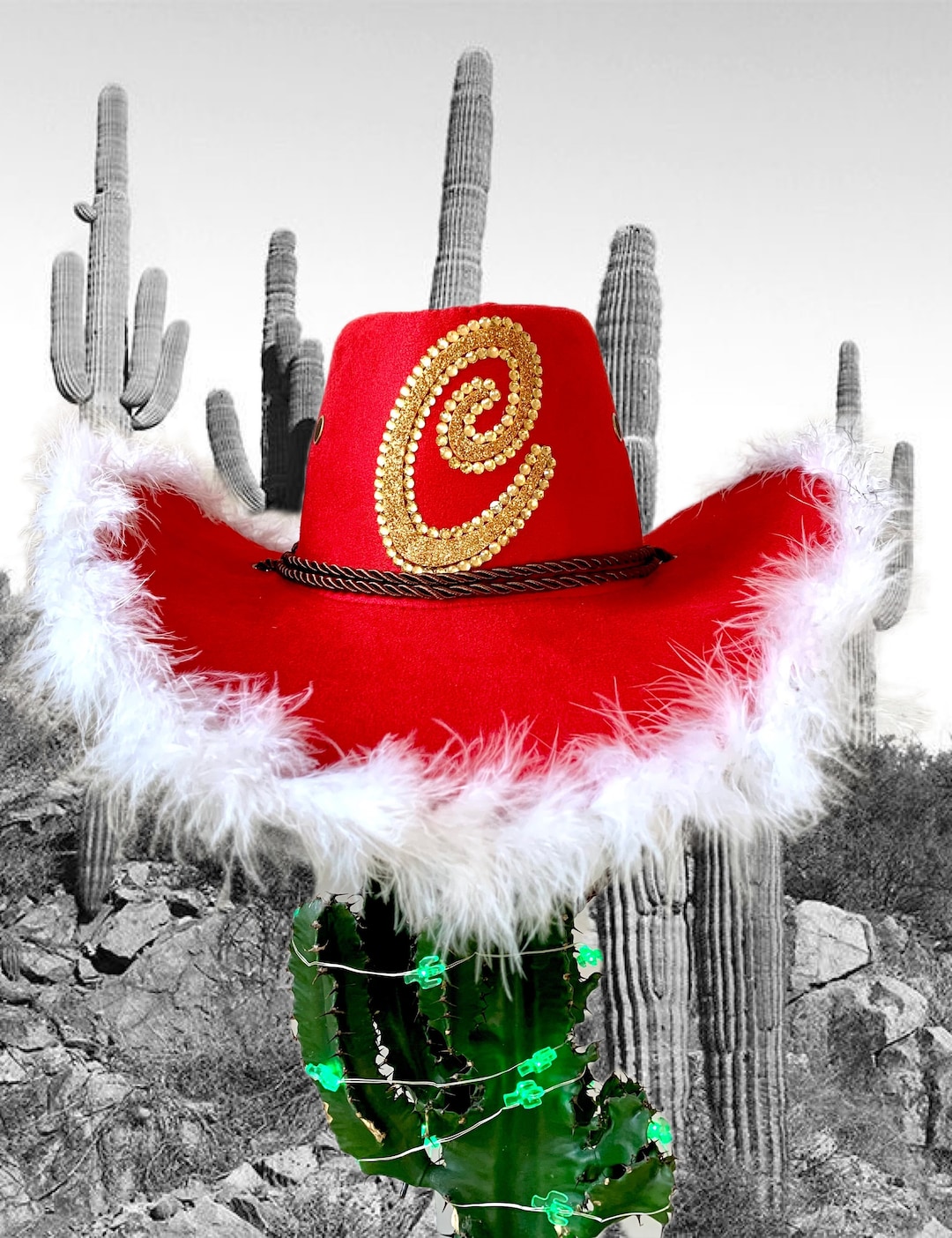 Christmas Cowboy Hat • Red Velvet and White Feather Trim Stetson ...