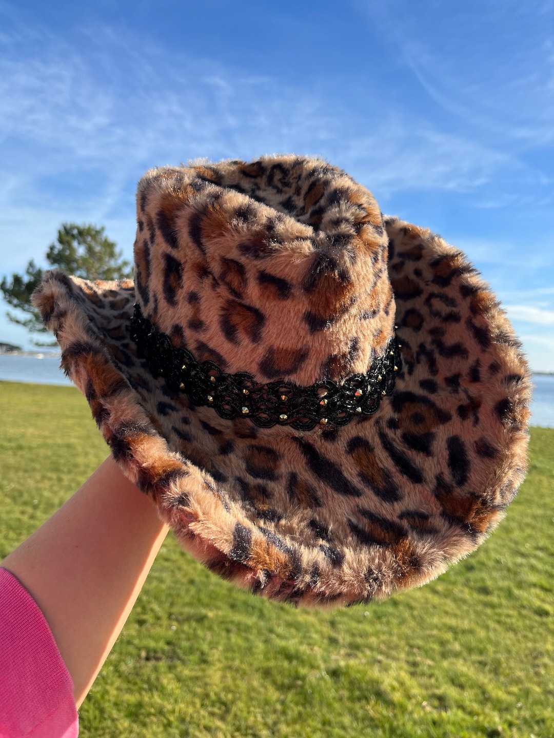 Leopard Fur Cowboy Hat Furry Hat Cowgirl Party Hat Animal Print Cowboy ...
