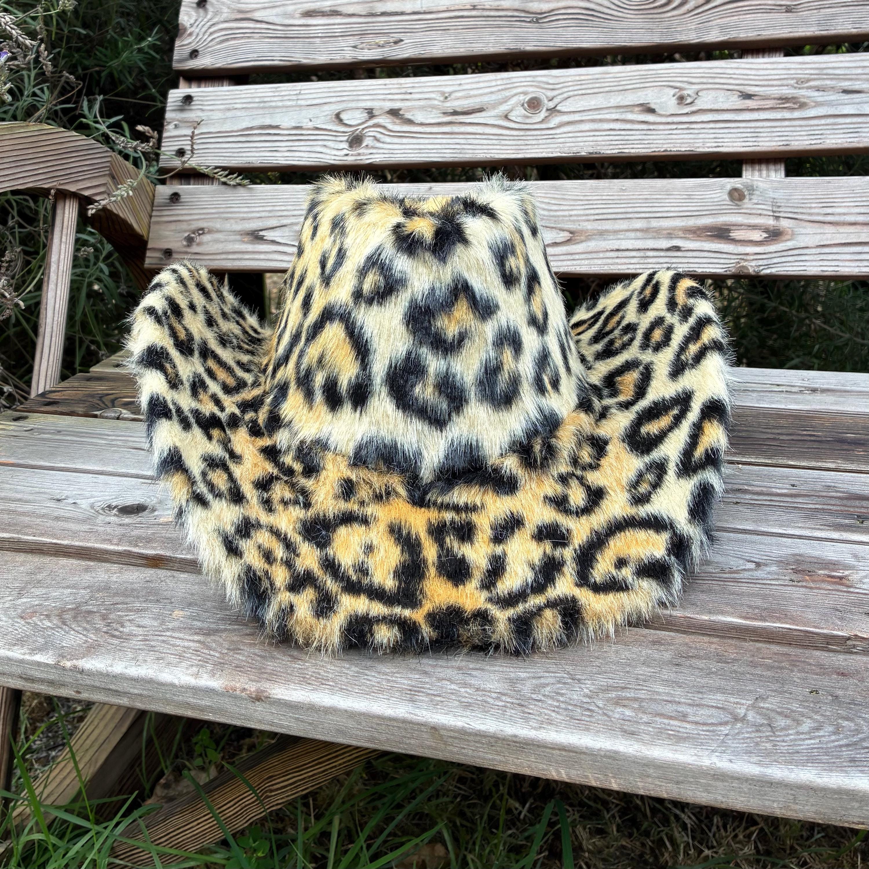 Snow Leopard Fur Cowboy Hat • Furry Hat • Cowgirl Party Hat • Animal ...
