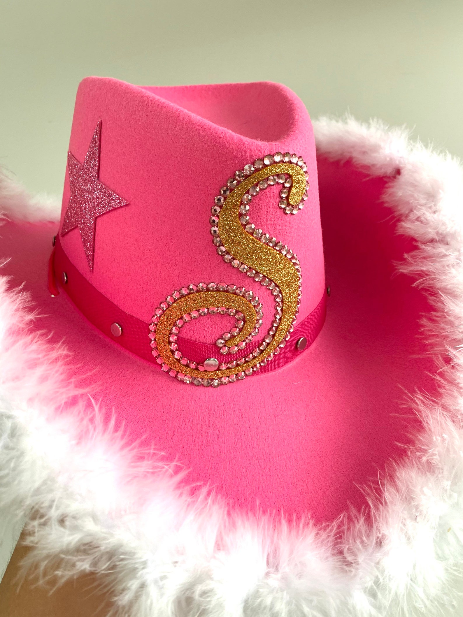 Personalised Hot Pink Cowboy Hat Fur Trim Rhinestone Stetson | Etsy