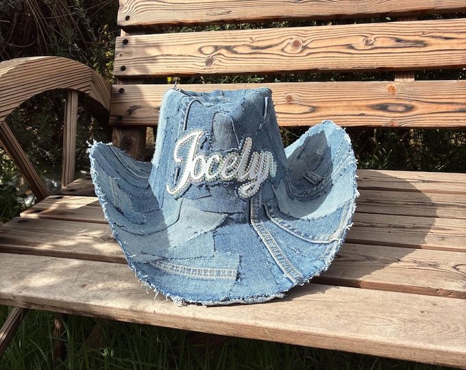 Distressed Denim Hat, Medium Size, Womens Cadet Cap, Boho Hat, Flower ...