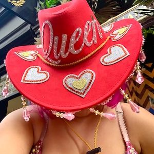 Rodeo Queen Beaded Fringe Cowboy Hat Red Stetson Hat Festival Hat ...