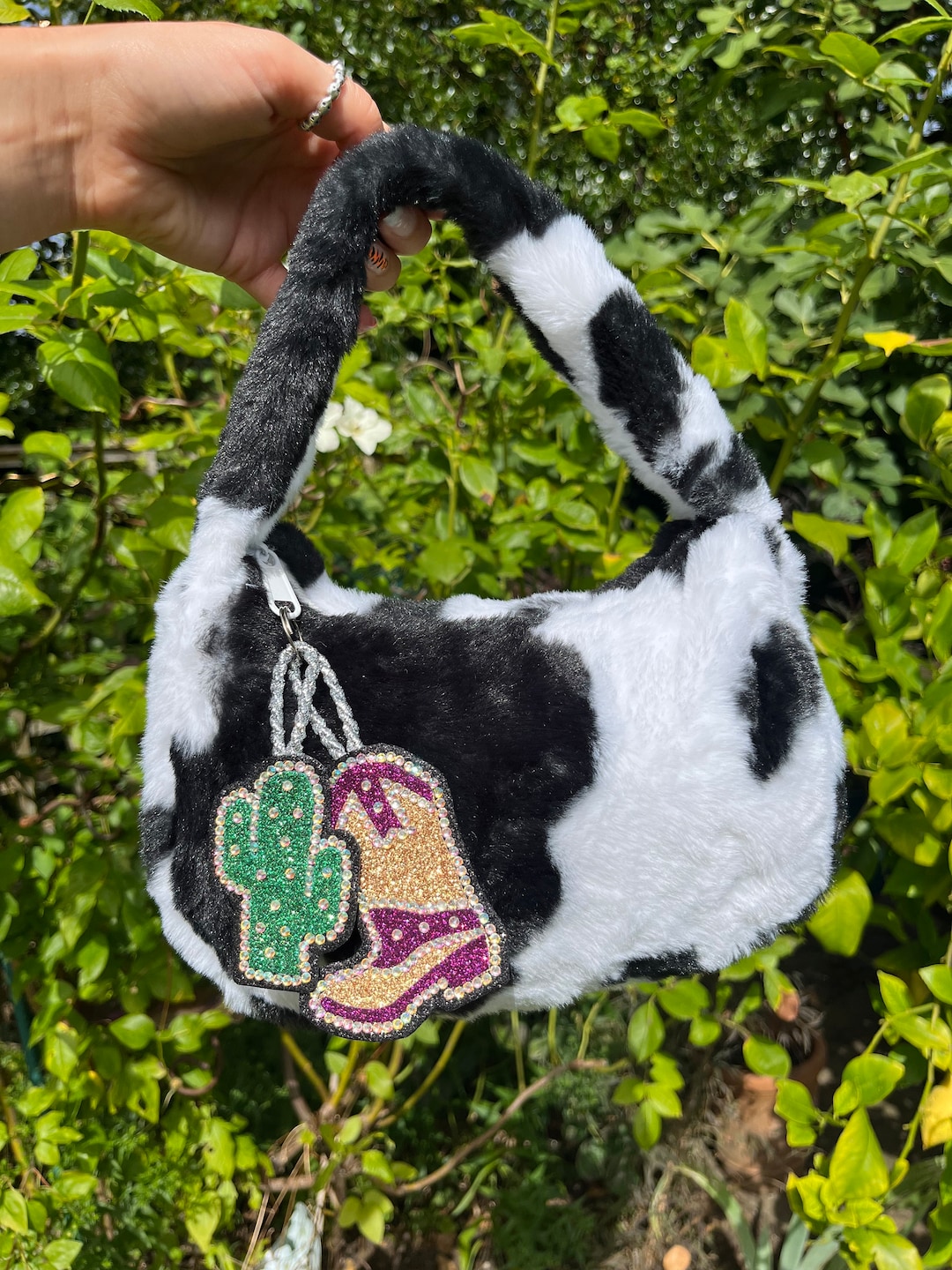 Fluffy Cow Print Shoulder Bag • Fluffy Cow Bag • Cowgirl Shoulder Bag ...