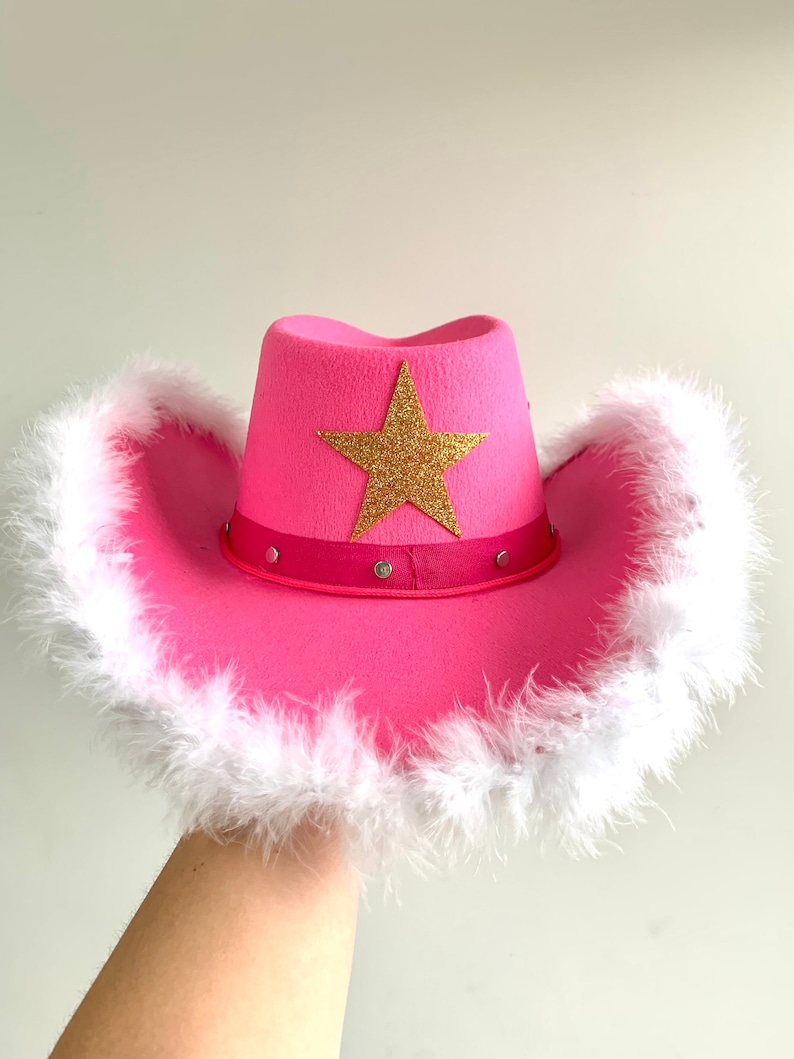 Personalised Hot Pink Cowboy Hat Fur Trim Rhinestone Stetson | Etsy