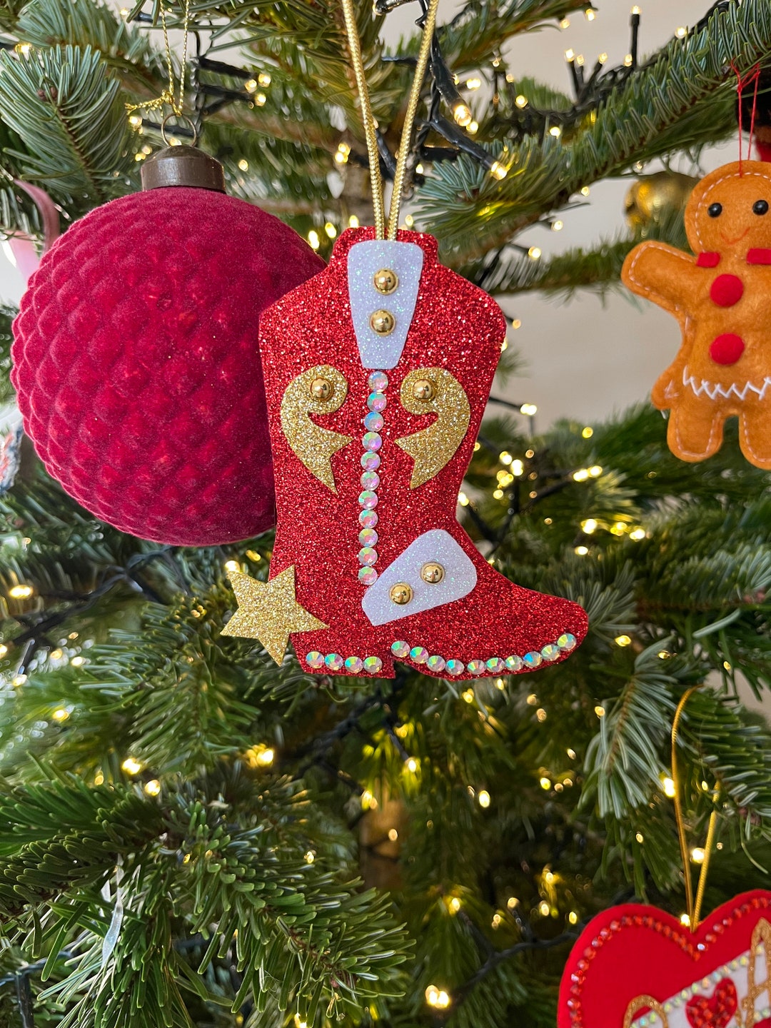 Hanging Cowboy Boot Decoration Christmas Tree Decoration Cowboy ...