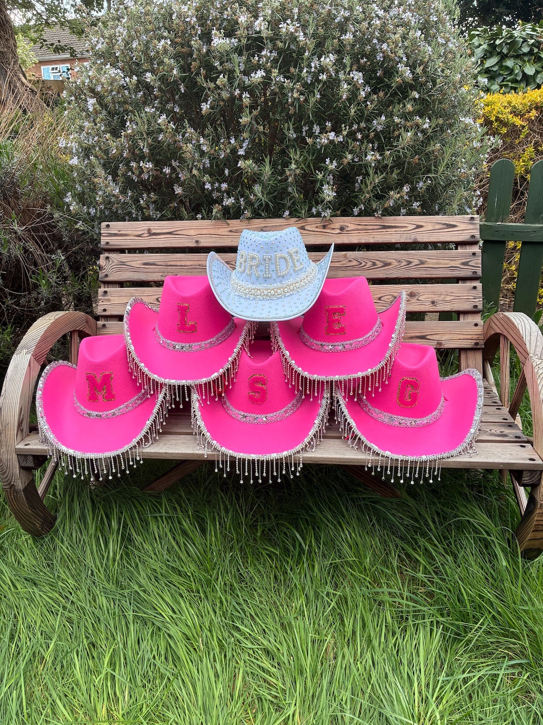 Hot Pink Rhinestone Fringe Cowboy Hat: Personalized Initial ...