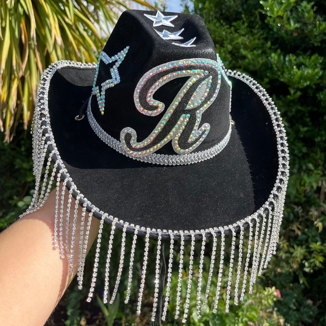 Personalised Big Birthday Cowboy Hat • Black Stetson Hat • Rhinestone ...