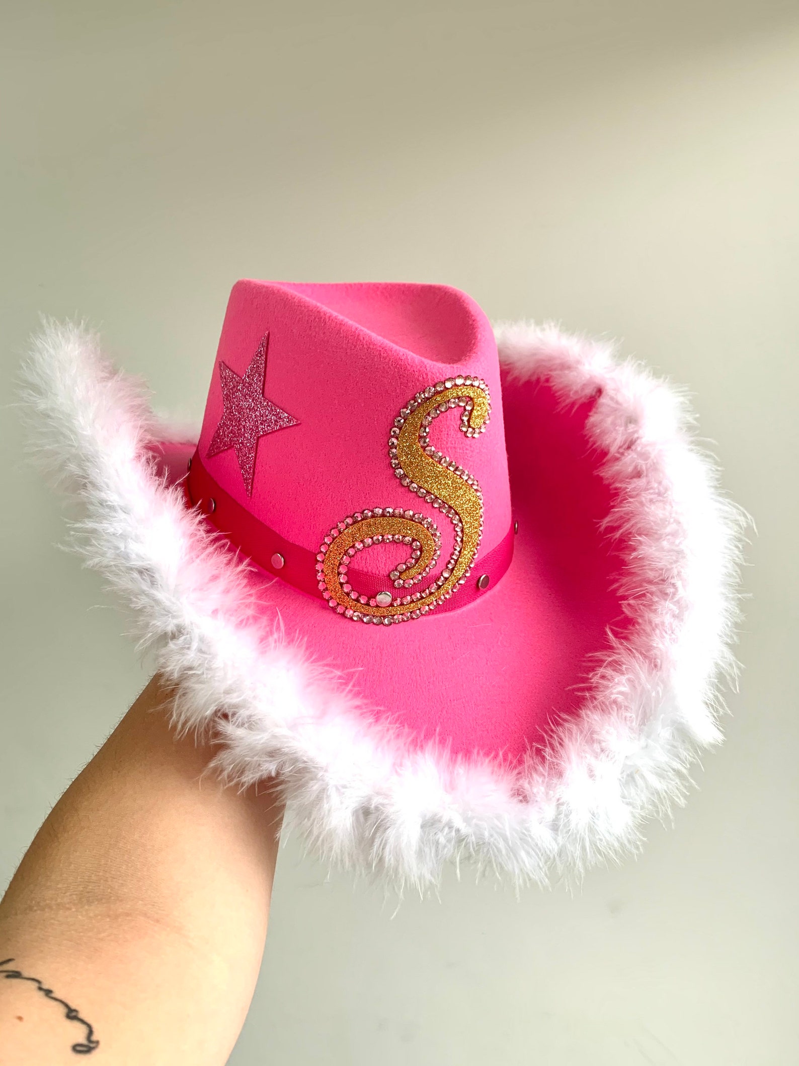 Personalised Hot Pink Cowboy Hat Fur Trim Rhinestone Stetson | Etsy