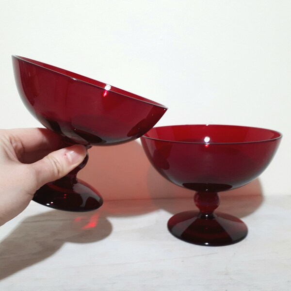 Red Glass Bowls - Etsy
