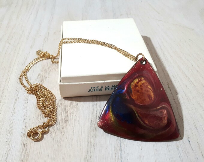 Vintage Jules Perrier Enamel on Copper Signed Pendant Necklace ...