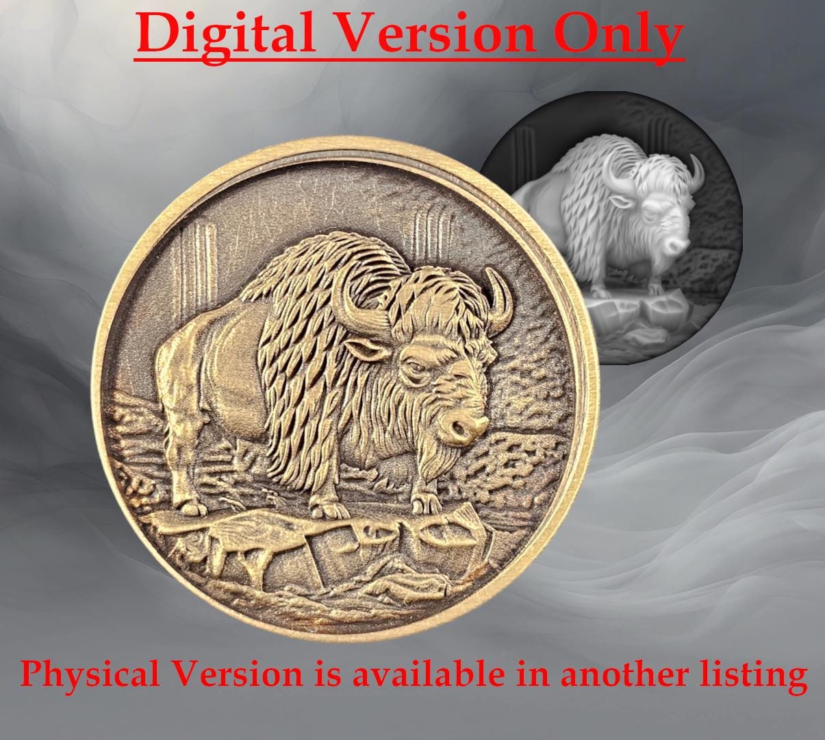 American Bison Depth Map: Engraving, CNC & 3D Print Digital File - Etsy