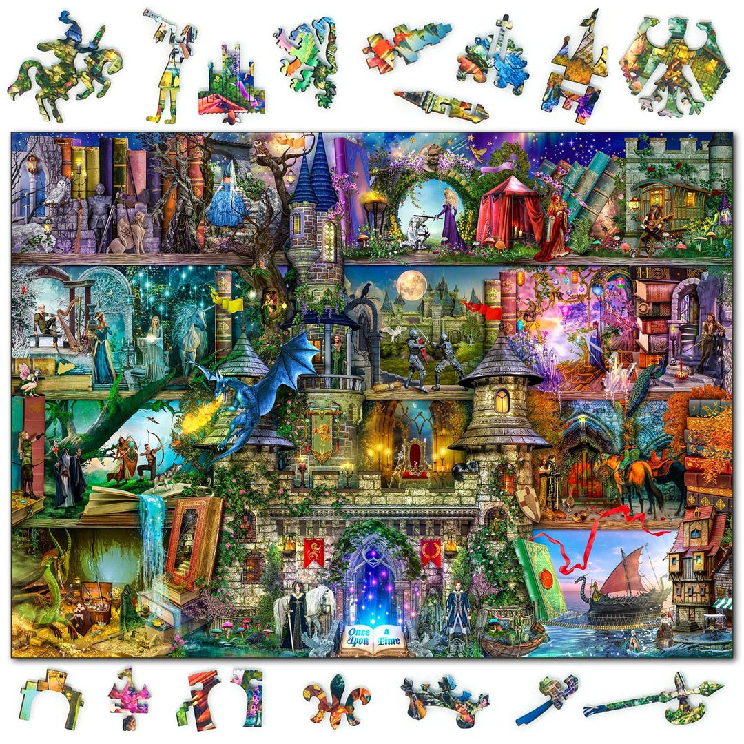 Romantasy Puzzle for Adults, Wooden Dragon Jigsaw Puzzle, Laser Cut ...
