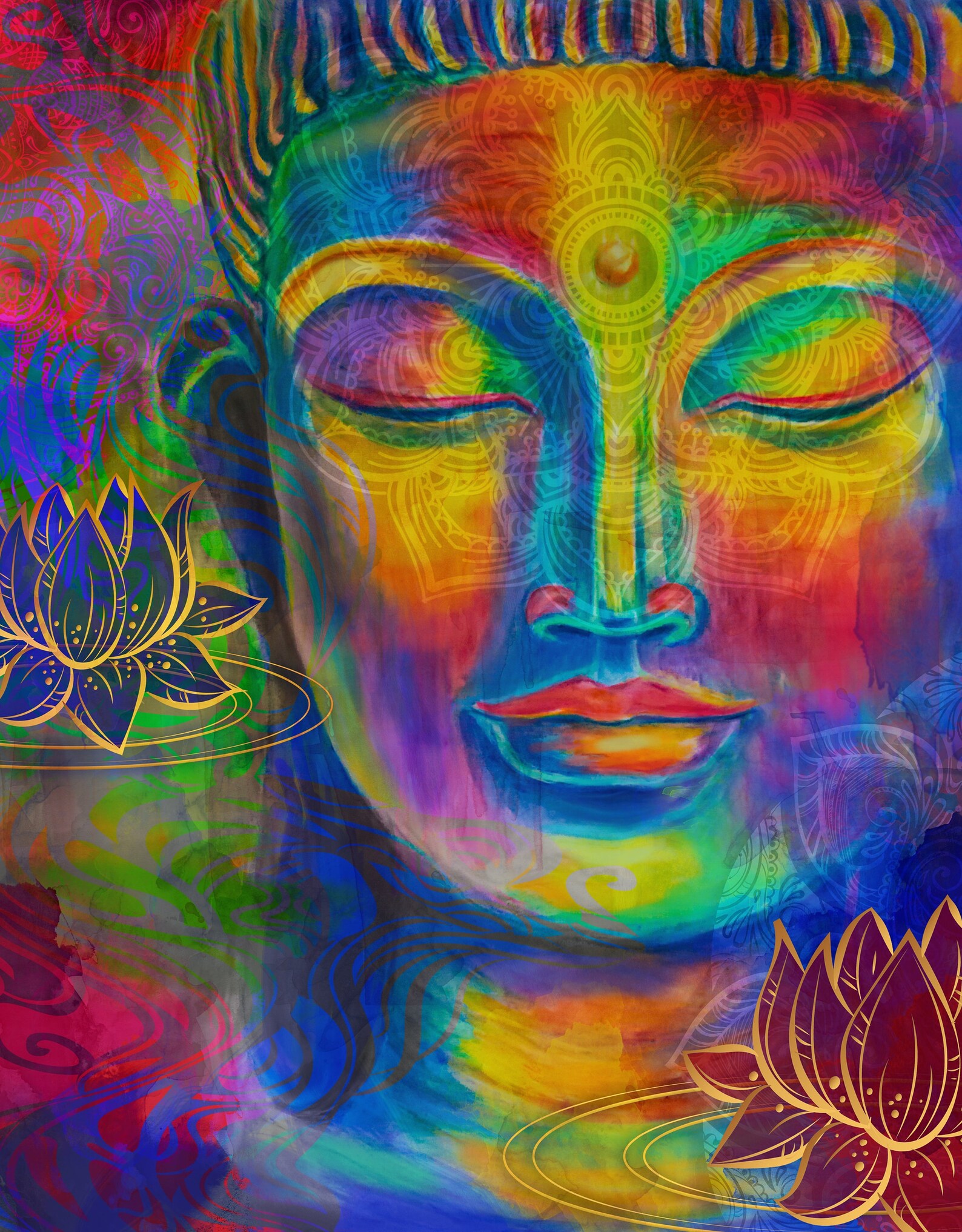 Wooden Jigsaw Puzzles for Adults - Buddha With Lotus Flowers (383 Piece ...