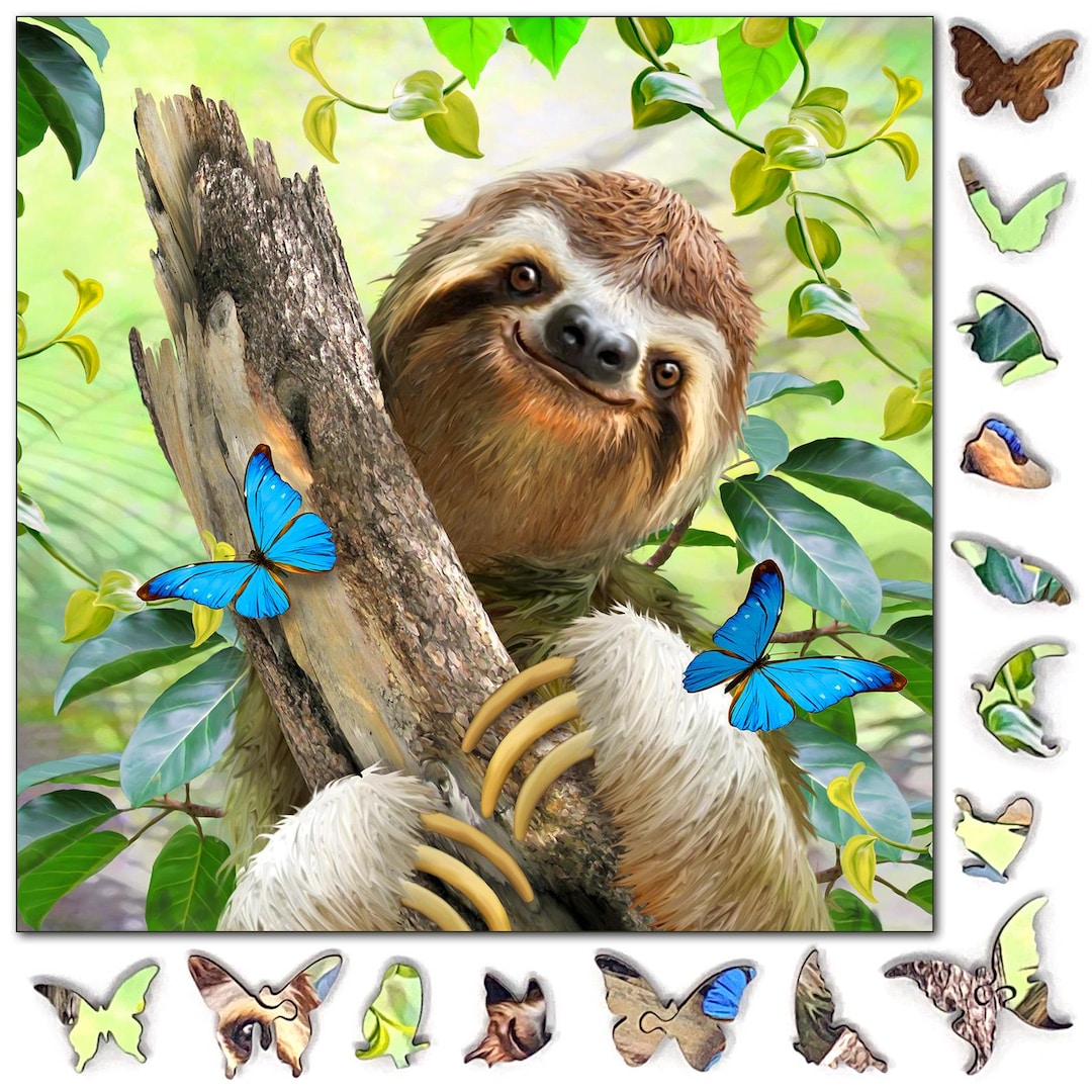 Cute Sloth Puzzle With 143 Uniquely Shaped Pieces by Nautilus Puzzles ...