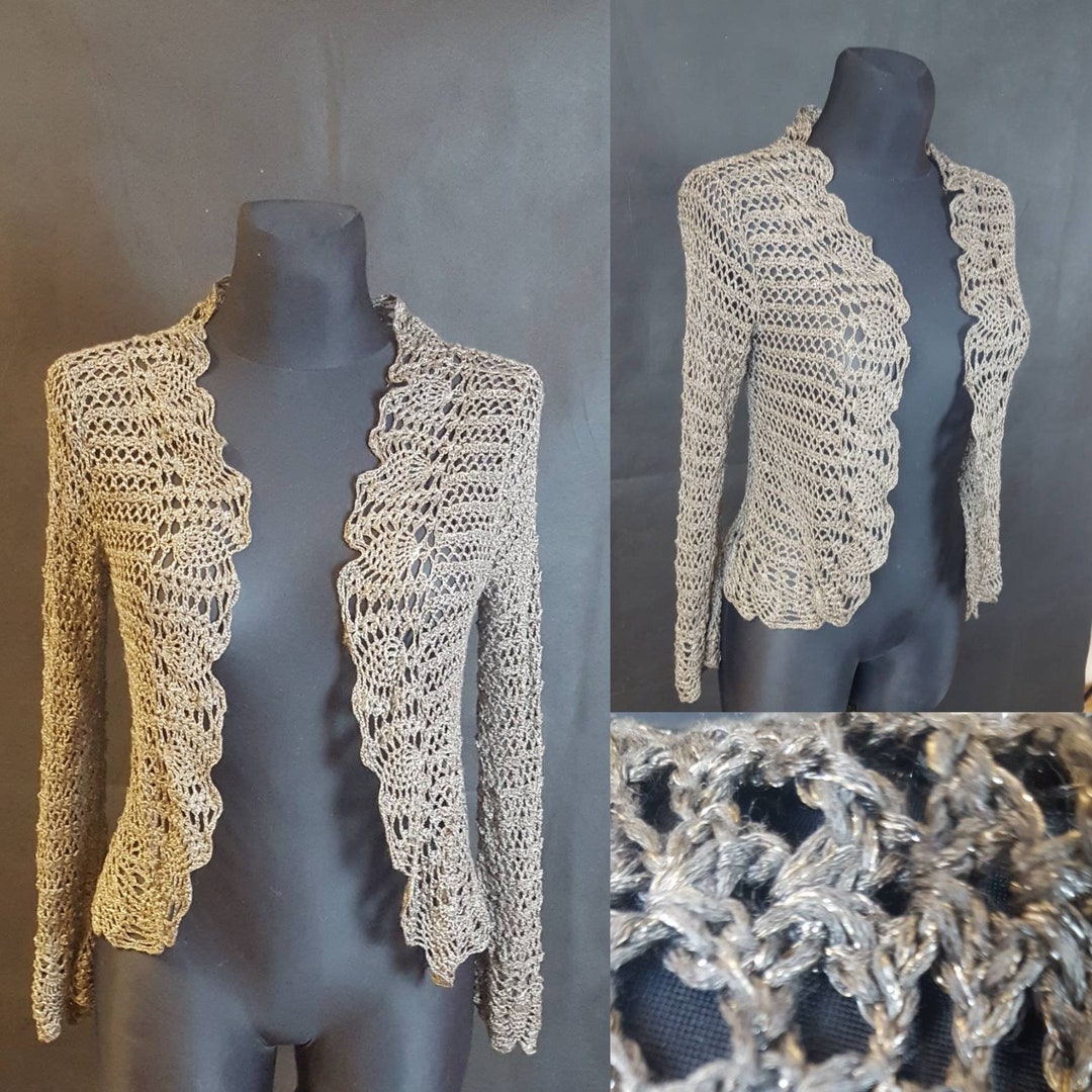 Crochet Silk Shrug With Lurex. Lace Bridal Cape, Summer Bolero. - Etsy
