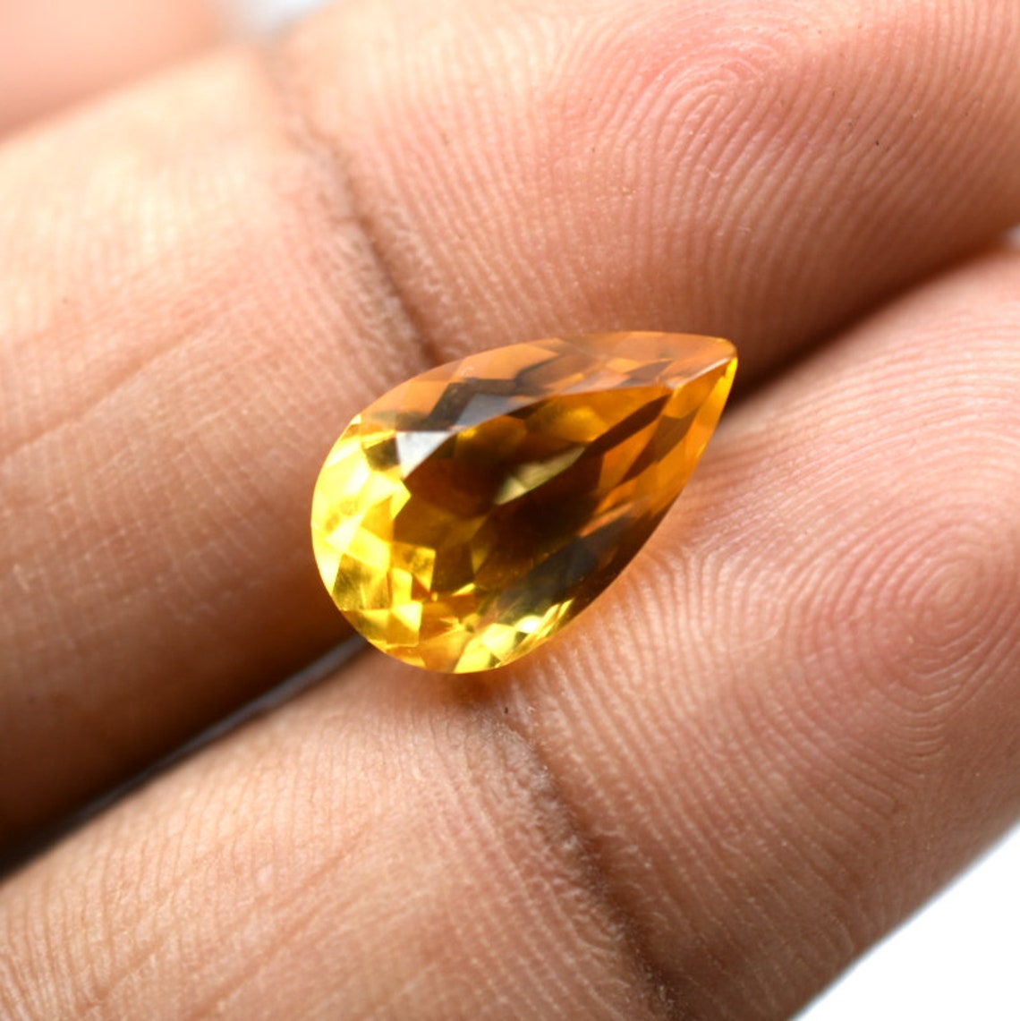 NATURAL CITRINE GEMSTONE-Fine Qaulity Faceted Citrine Pear | Etsy