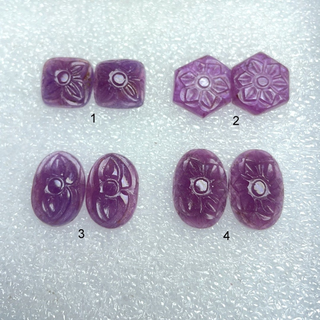 Natural Ruby Carving Pair Gemstone, Intricately Carved Gem for Jewelry ...