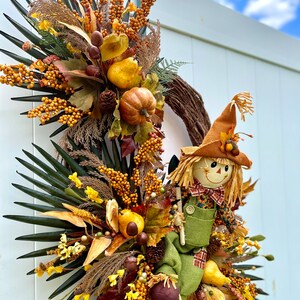 Big Double Door Scarecrow Thanksgiving Wreath Thankful Wreath for Front ...