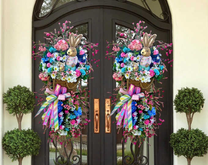 Xlarge Easter Sunday Wreath for Spring | Large Easter Bunny Swag ...