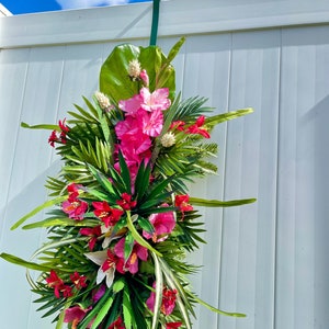 Large Tropical Double Door Summer Wreath | Summer Pink Floral Door ...