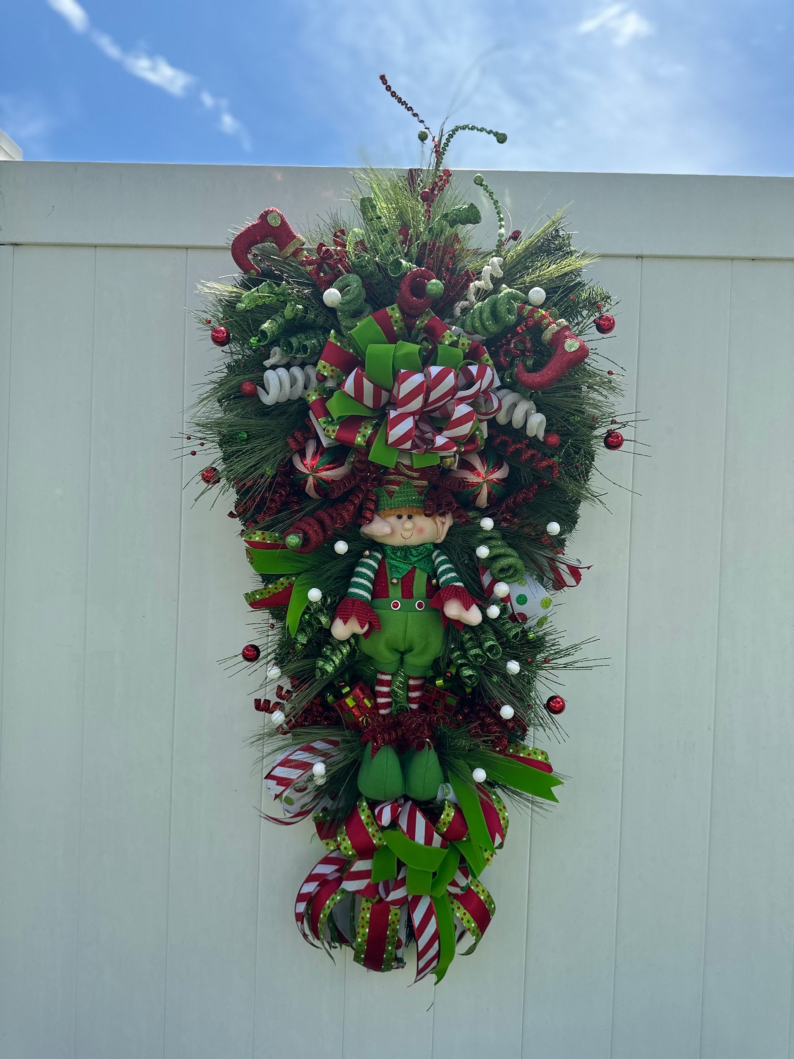 Extra Large Christmas Elf Wreath for Double Doors | Nice Elf Christmas ...
