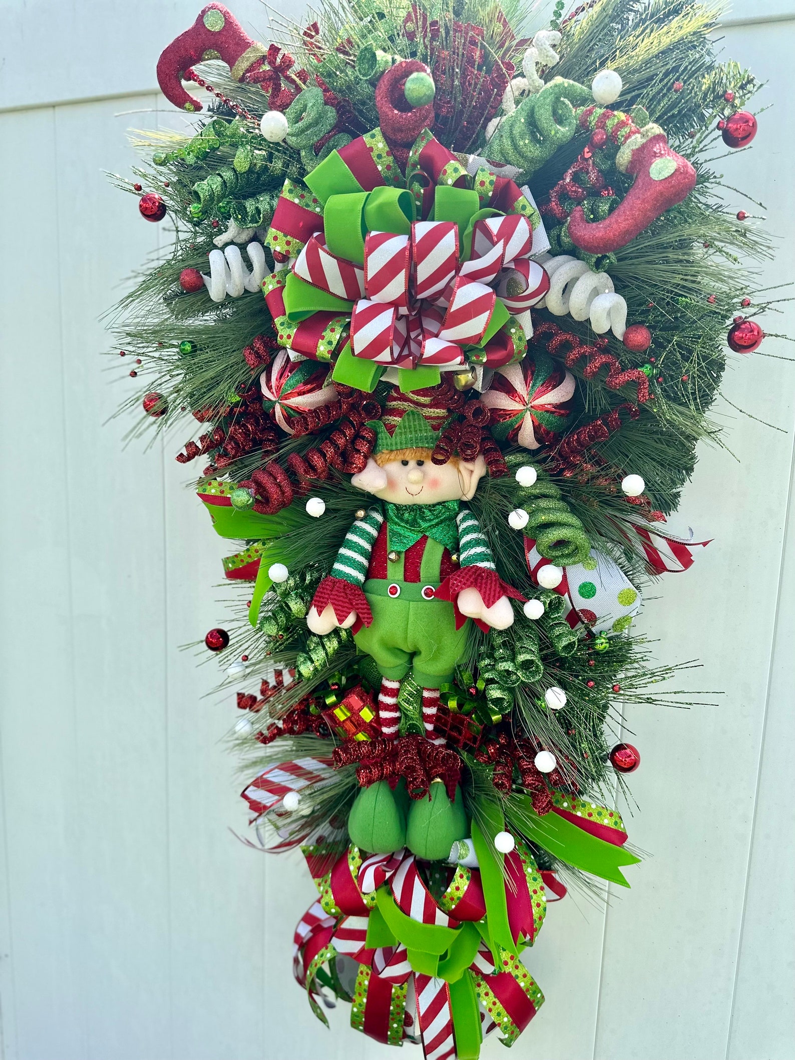 Extra Large Christmas Elf Wreath for Double Doors | Nice Elf Christmas ...