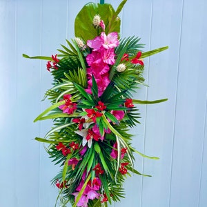 Large Tropical Double Door Summer Wreath | Summer Pink Floral Door ...