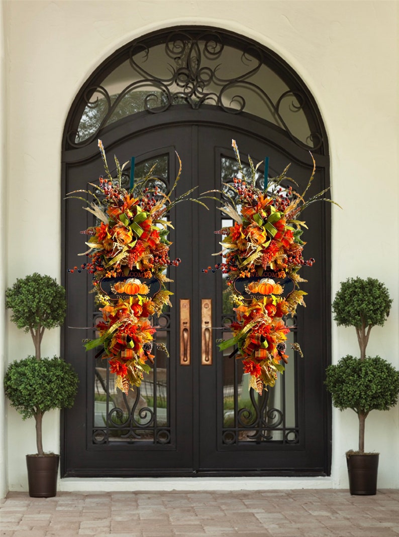 Oversized Fall Swag for Double Doors | Harvest Decor - Etsy