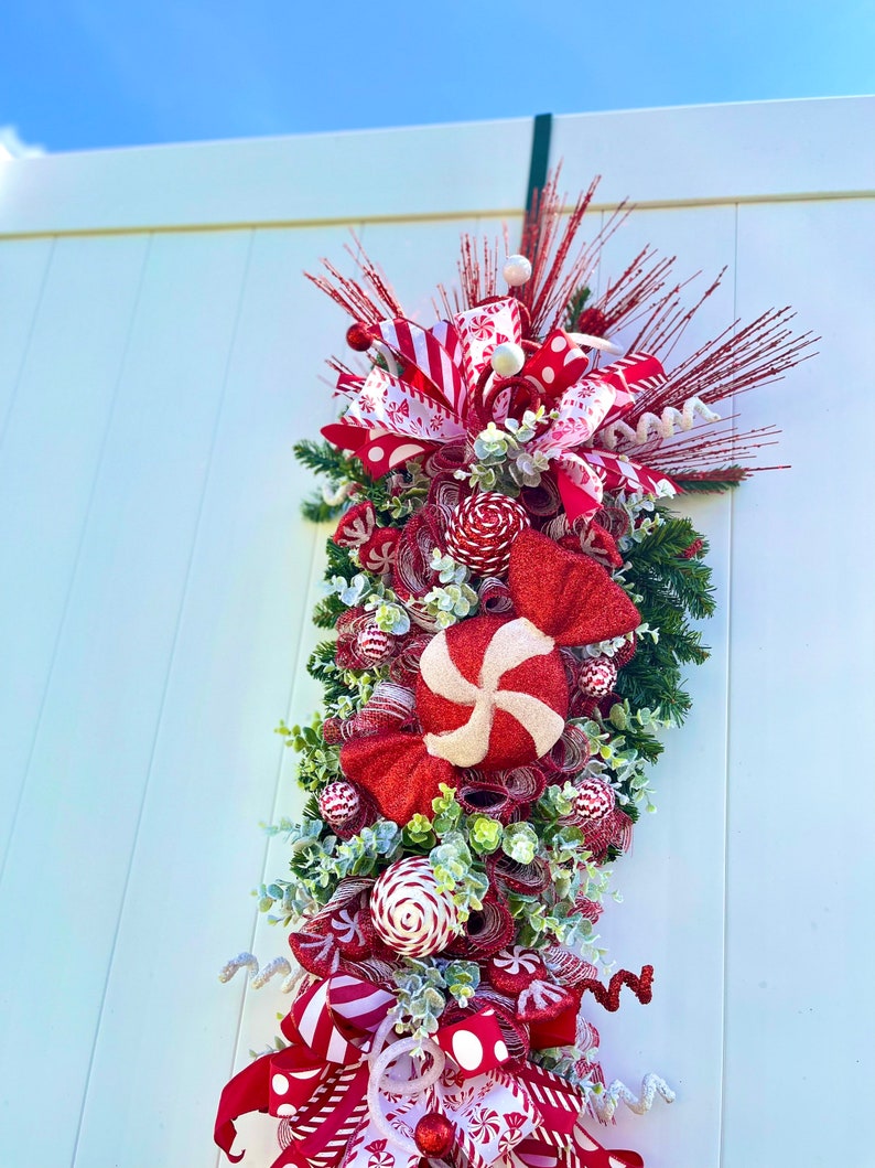 Candy Land Peppermint Christmas Swag Xlarge Double Door Etsy