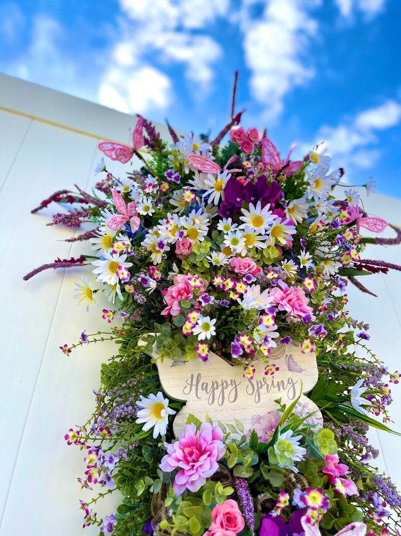 Double Door Large Butterfly Wreath for Spring | Large Lavender Spring ...