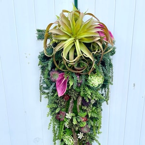 Large Tropical Double Door Everyday Wreath | Summer Succulent Door ...
